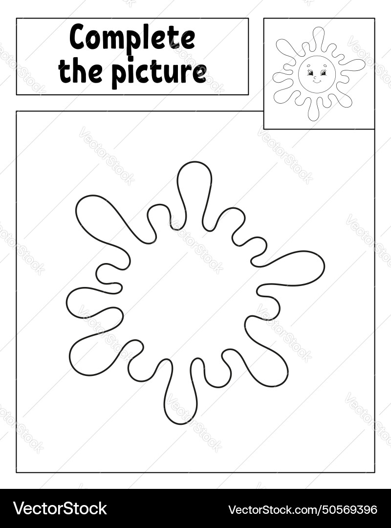 Complete the picture coloring page for kids Vector Image