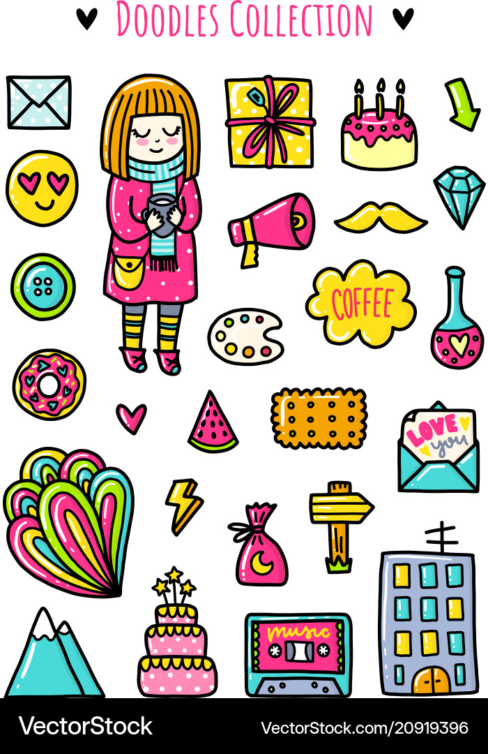 Cute Doodle Elements Royalty Free Vector Image