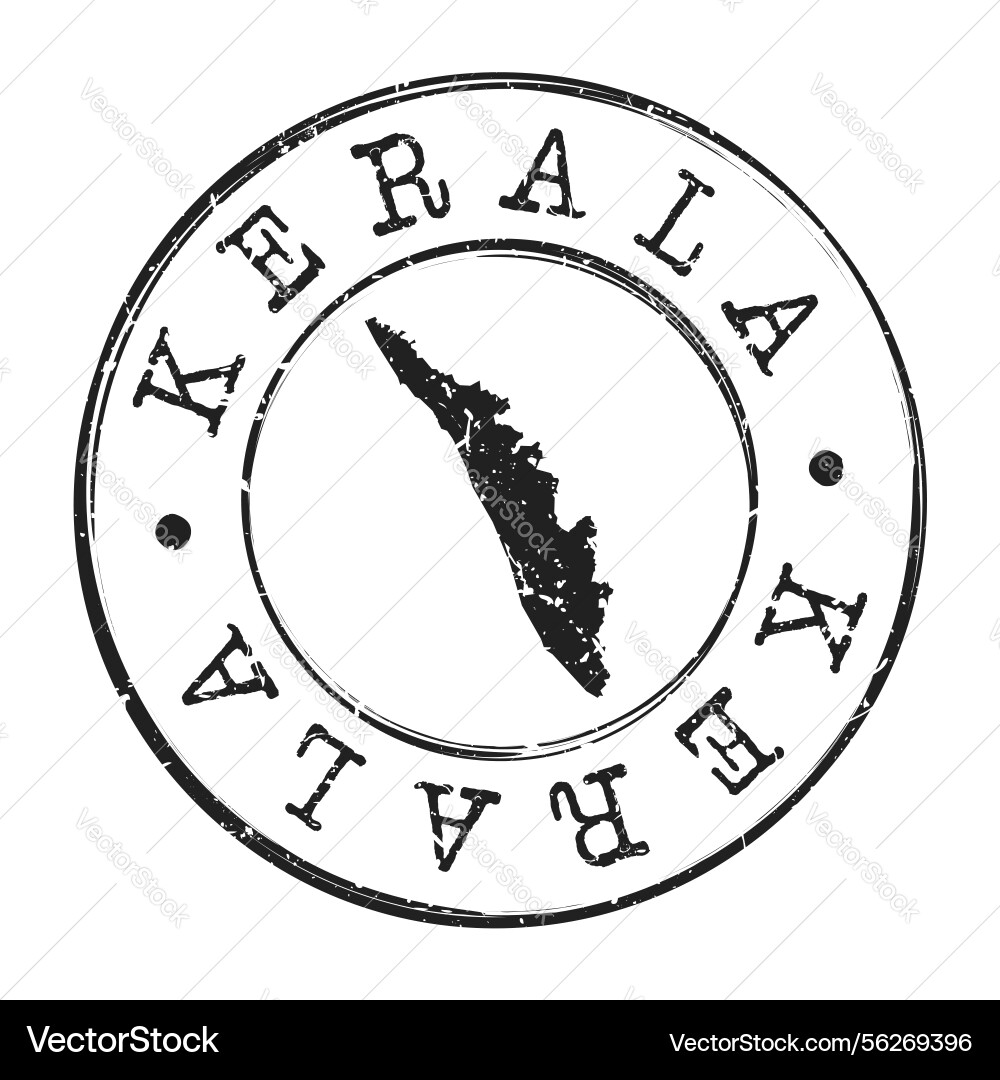 Kerala india map postmark silhouette postal Vector Image