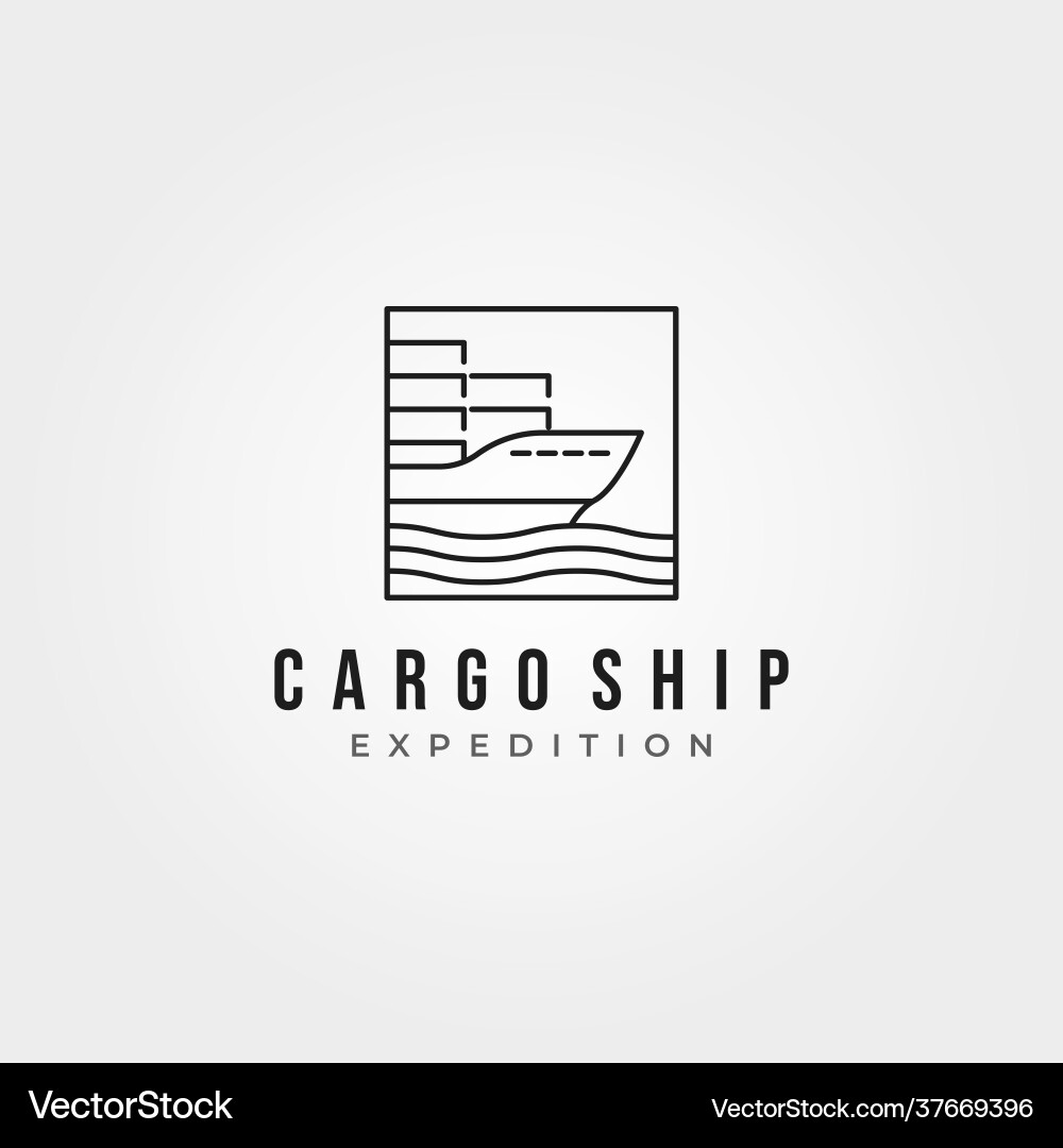 Minimalist cargo ship icon logo line art design Vector Image