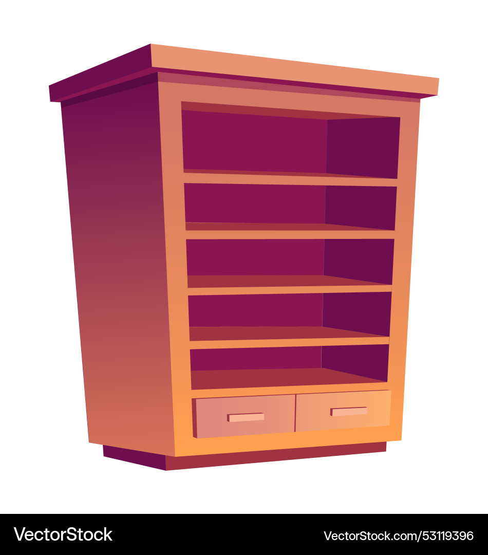 Modern wooden bookshelf in flat Royalty Free Vector Image