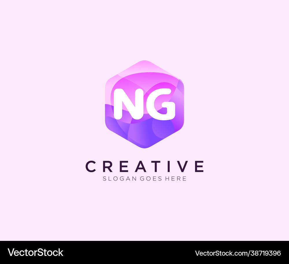 Ng initial logo with colorful hexagon modern Vector Image