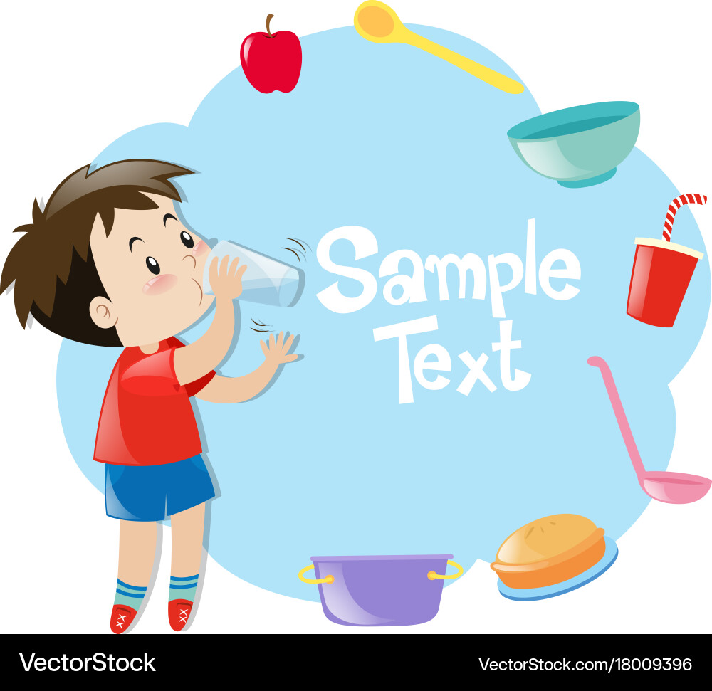 Paper design with boy drinking in background Vector Image