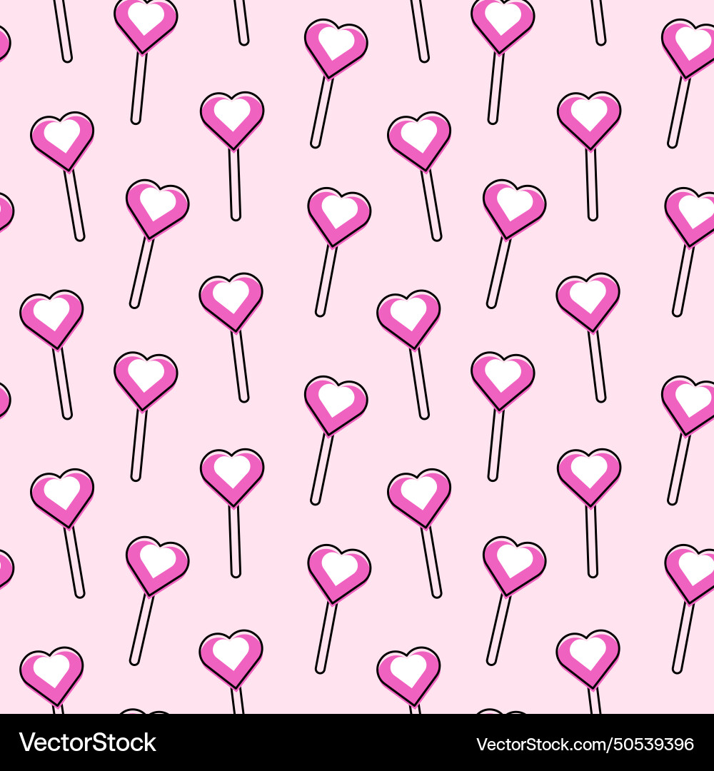 Seamless pattern lollipops heart shape Royalty Free Vector