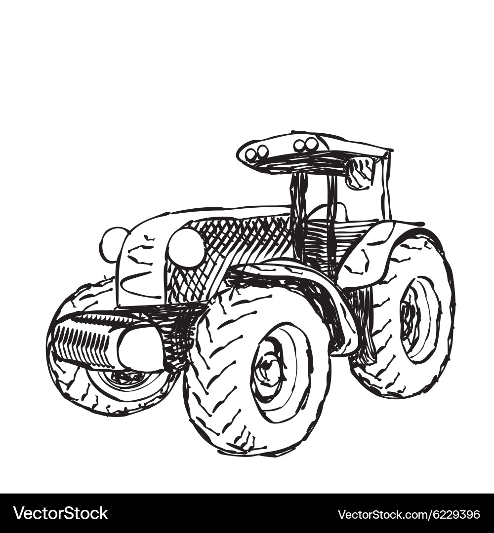 Tractor sketch Royalty Free Vector Image - VectorStock