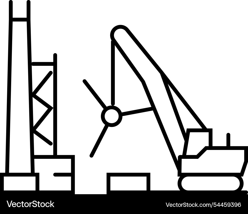 Turbine construction wind line icon Royalty Free Vector