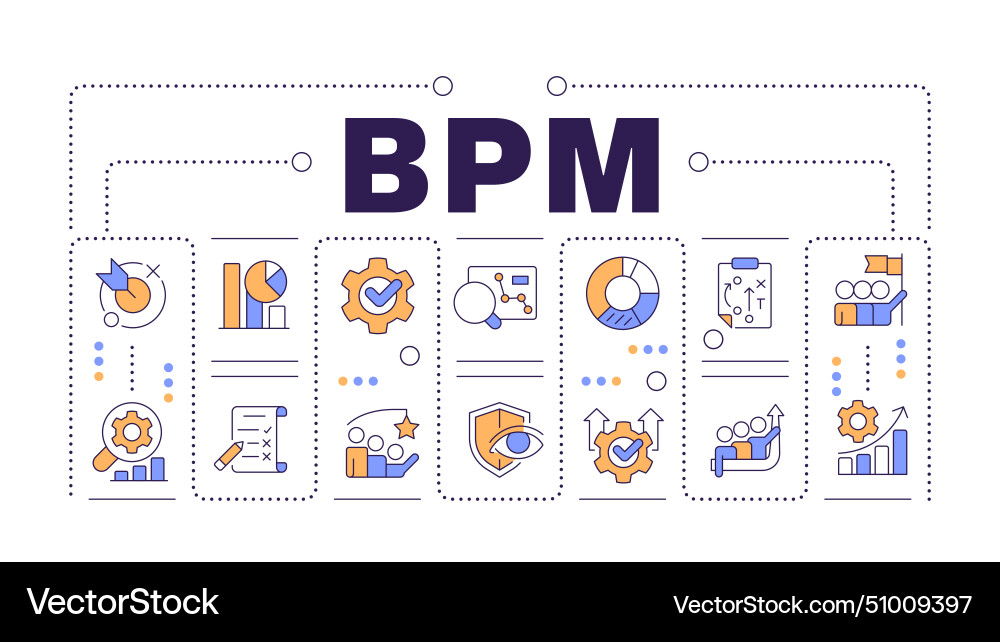 Bpm word concept isolated on white Royalty Free Vector Image