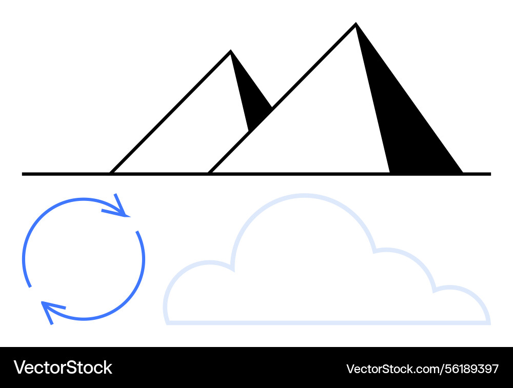 Geometric pyramids with cloud outline and circular