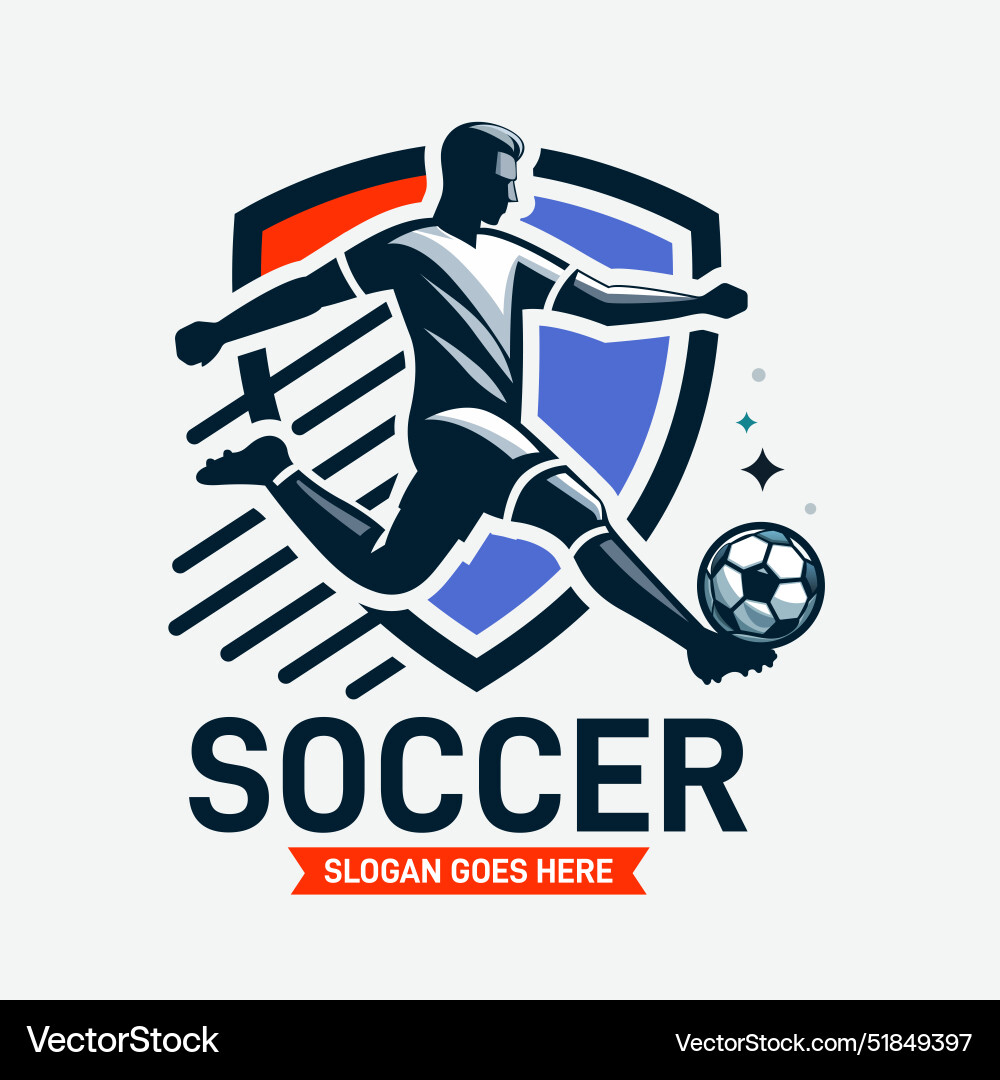 Hand drawn flat design soccer logo template Vector Image