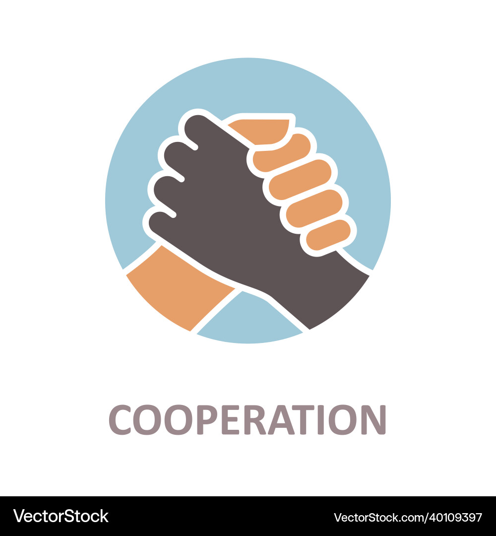 Hand shake cooperation logo template Royalty Free Vector