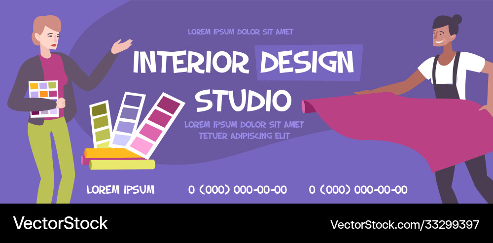 Interior design studio banner Royalty Free Vector Image