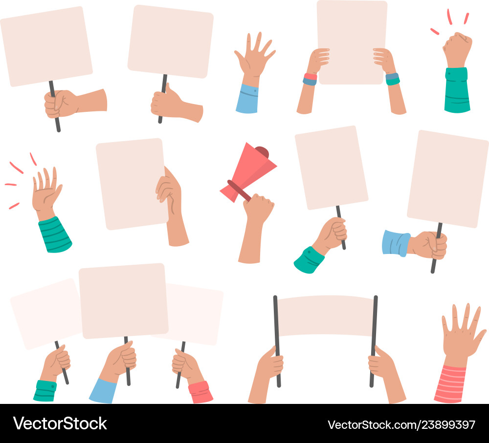 Protesters banners manifestation sign placard Vector Image