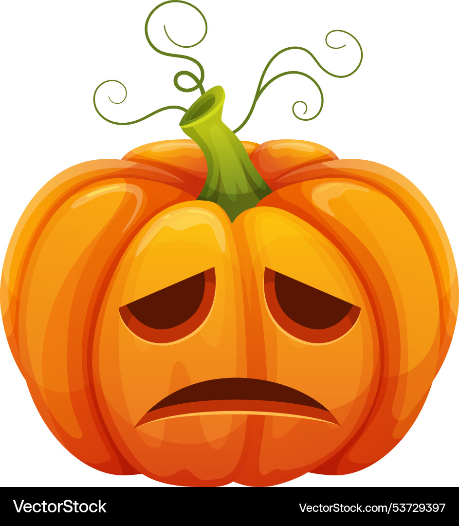 Sad pumpkin halloween mascot with upset face Vector Image