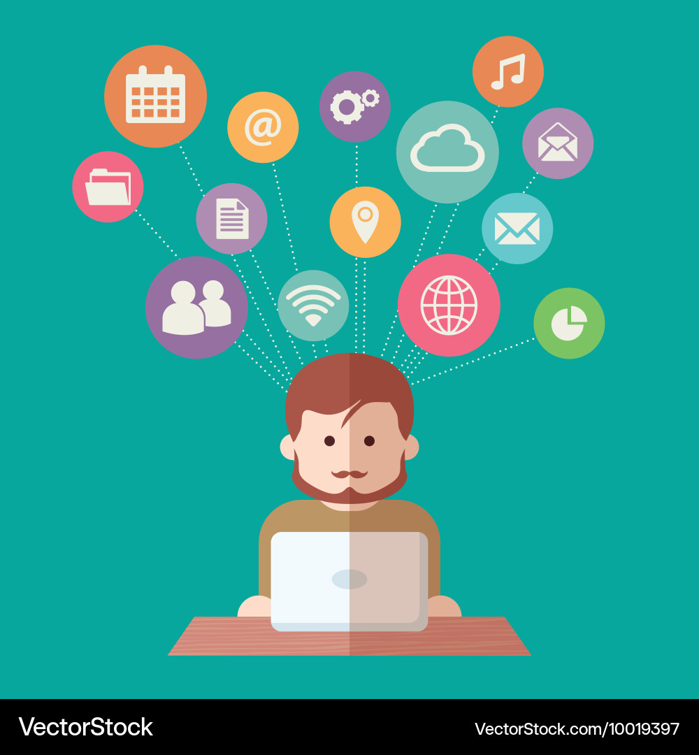 Social media network people with computers Vector Image