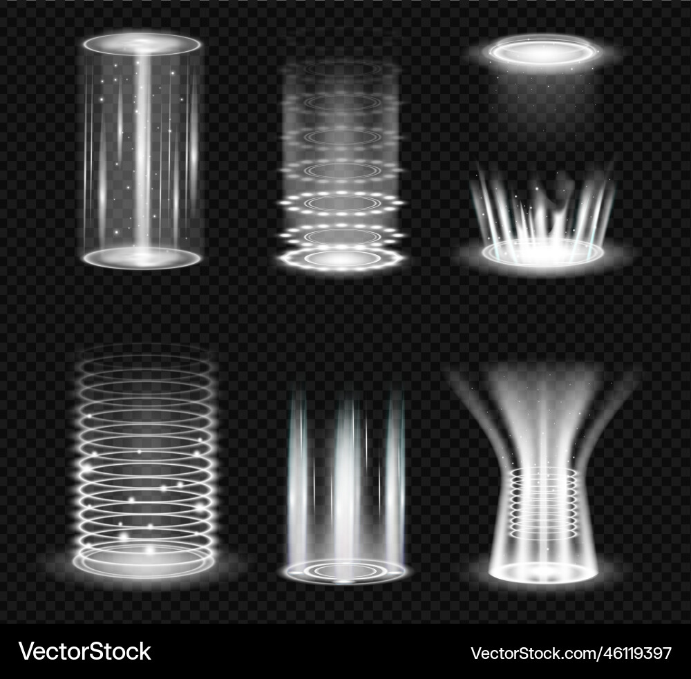 Teleportation portals monochrome set Royalty Free Vector