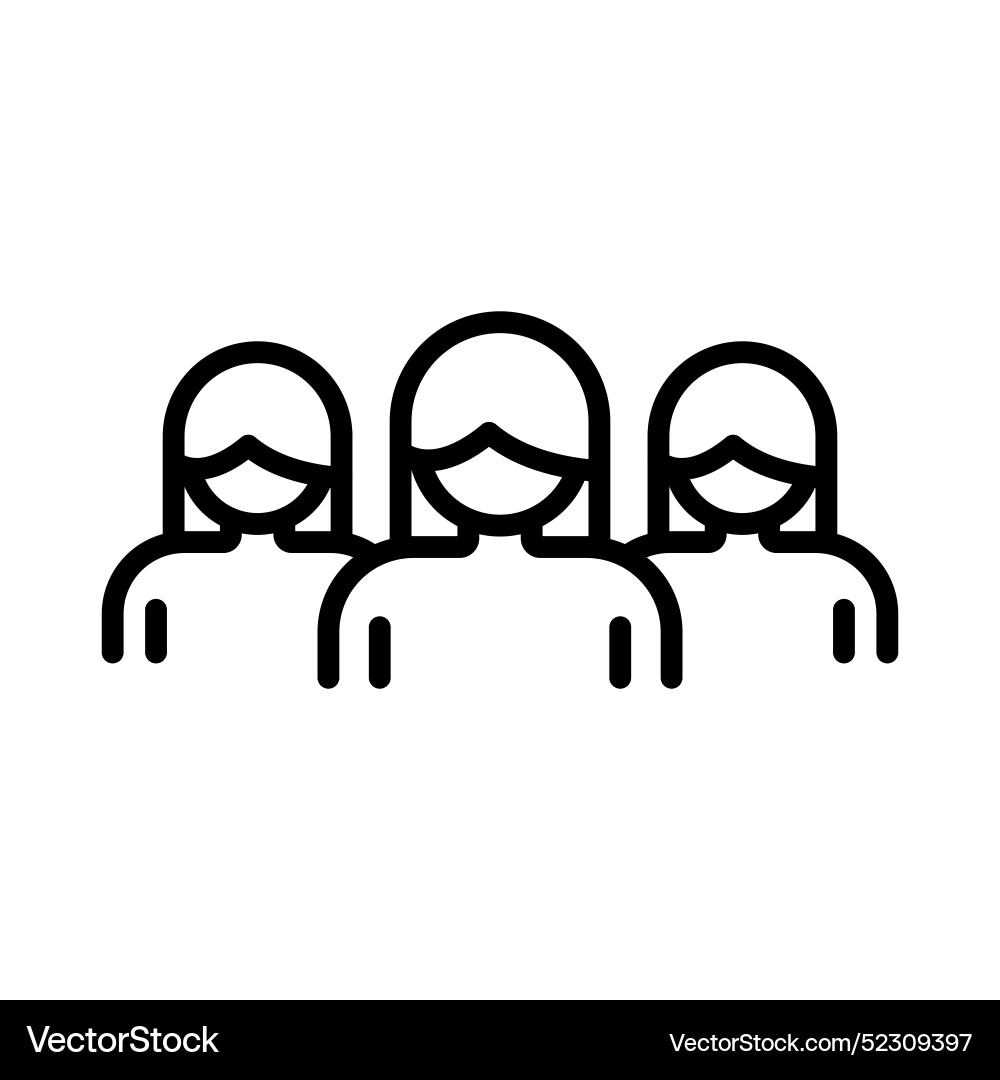 Women team icon linear logo mark in black Vector Image