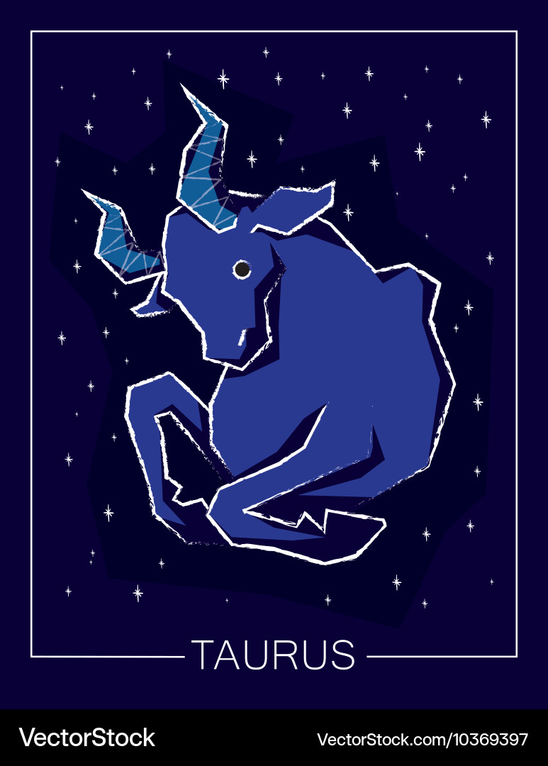 Zodiac sign taurus on night starry sky background Vector Image