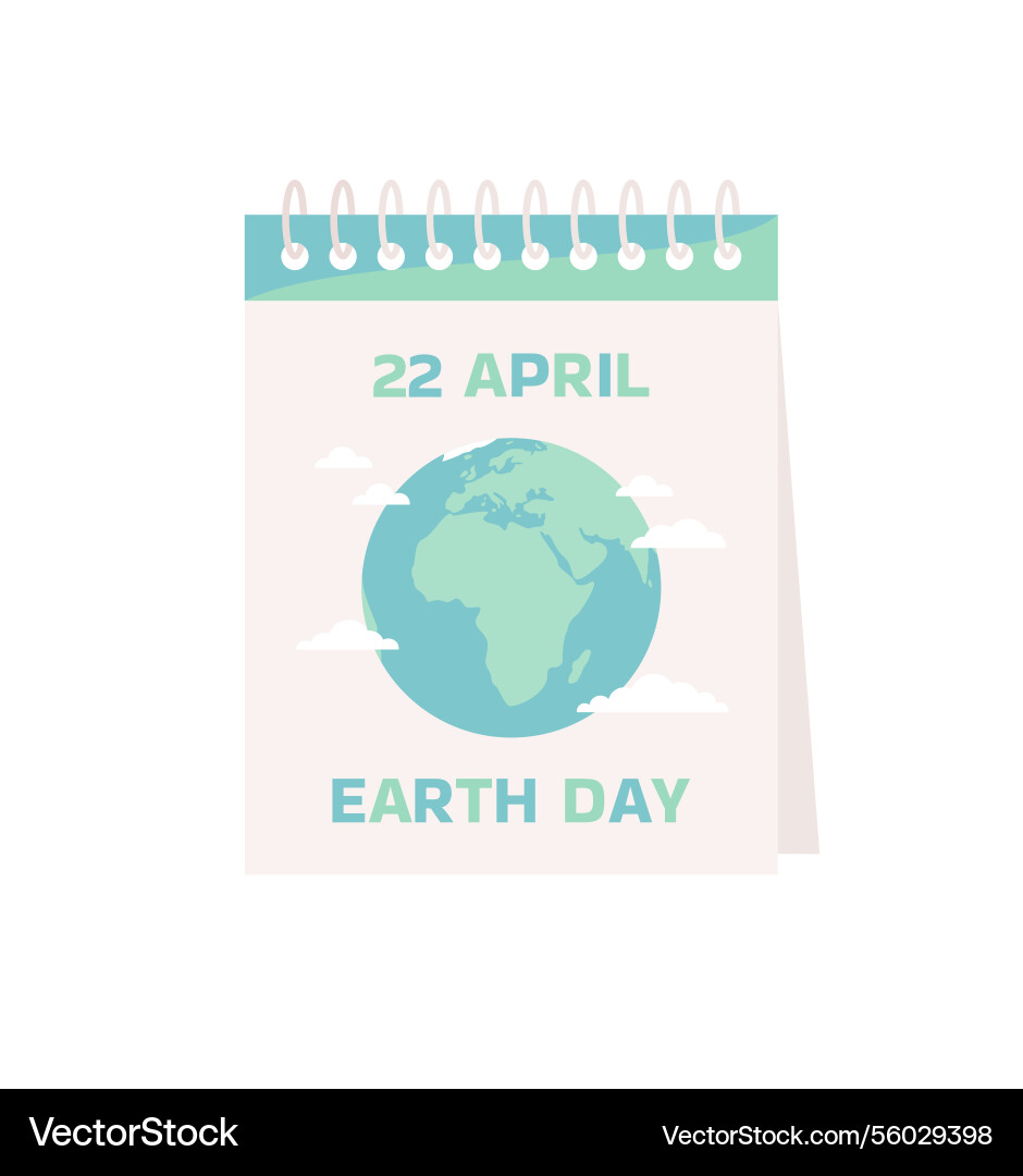 Calendar with earth day date - april 22 Royalty Free Vector