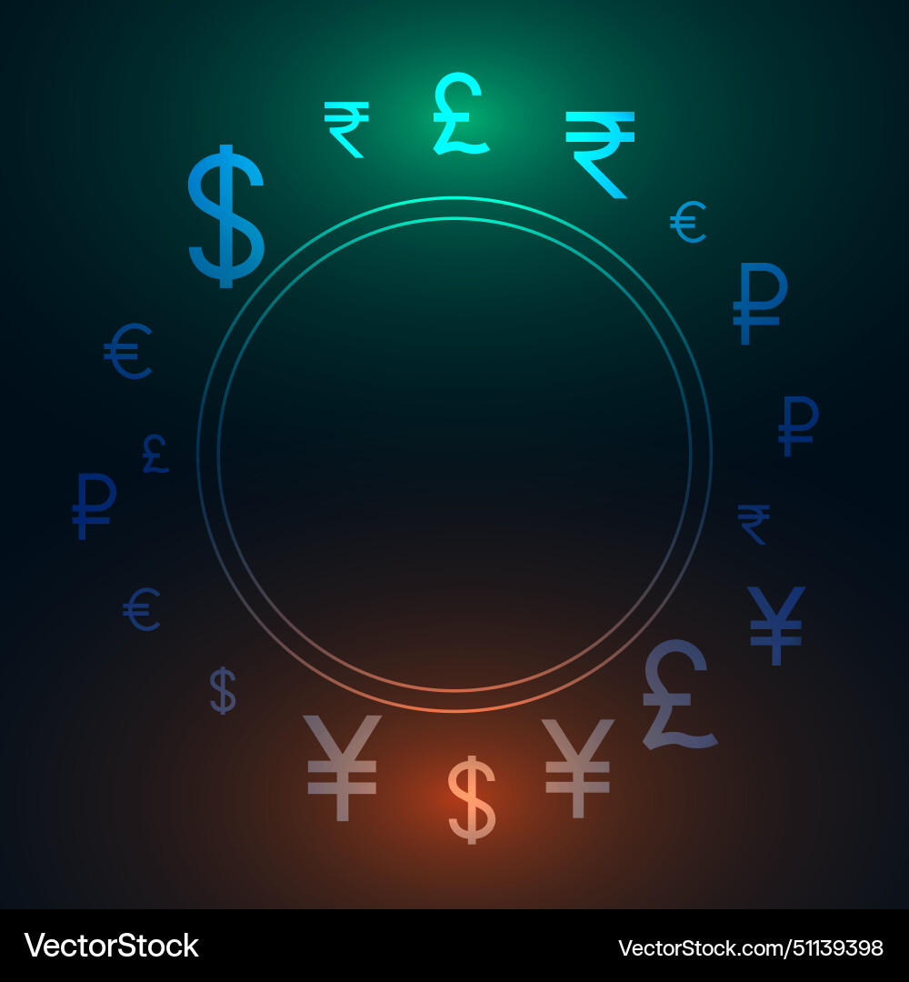 Collection of virtual foreign currency symbol Vector Image