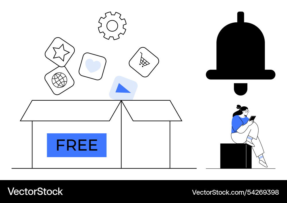 Free digital services offering with icons emerging