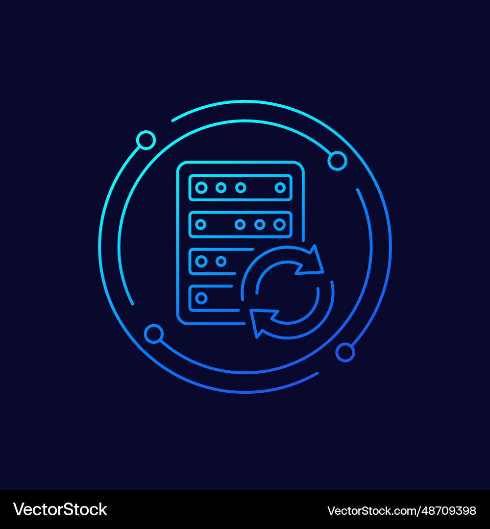Server backup icon linear design Royalty Free Vector Image