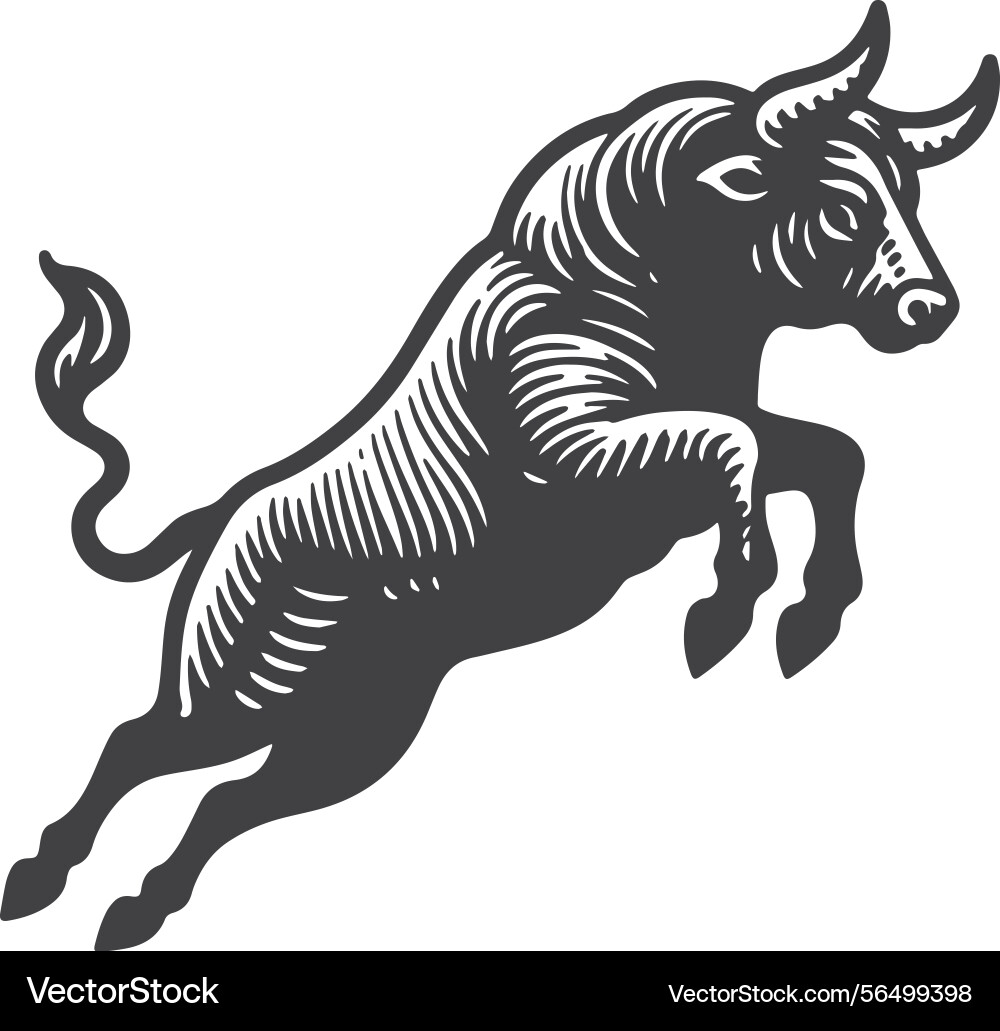 Simple rodeo bull jumping icon design vintage Vector Image