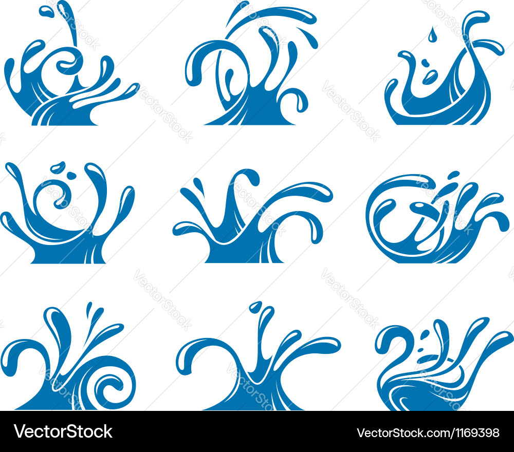 Water splashes Royalty Free Vector Image - VectorStock