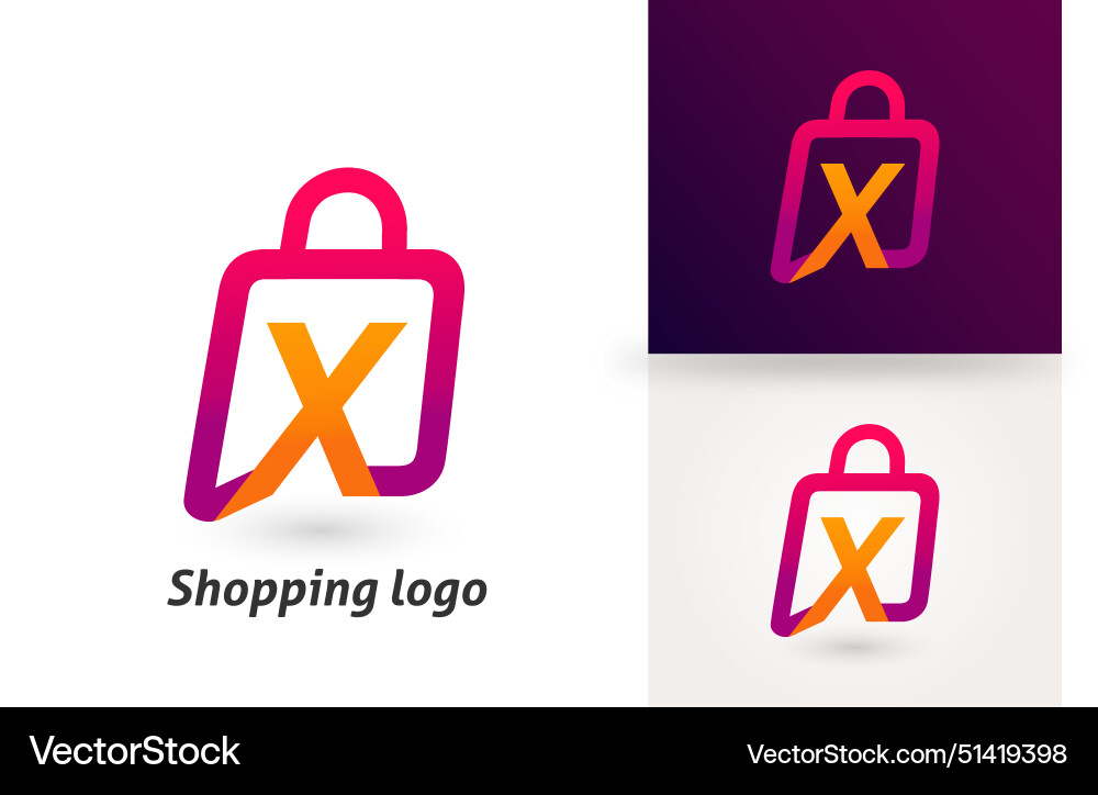 X letter shopping bag e commerce logo design Vector Image