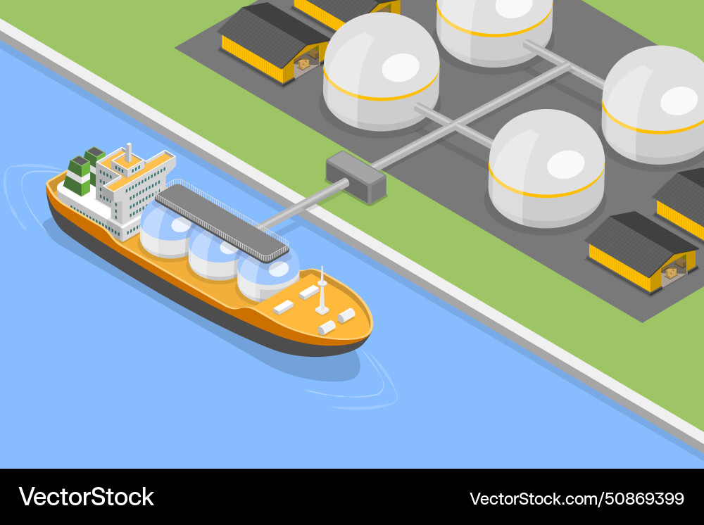 3d isometric flat of lng Royalty Free Vector Image