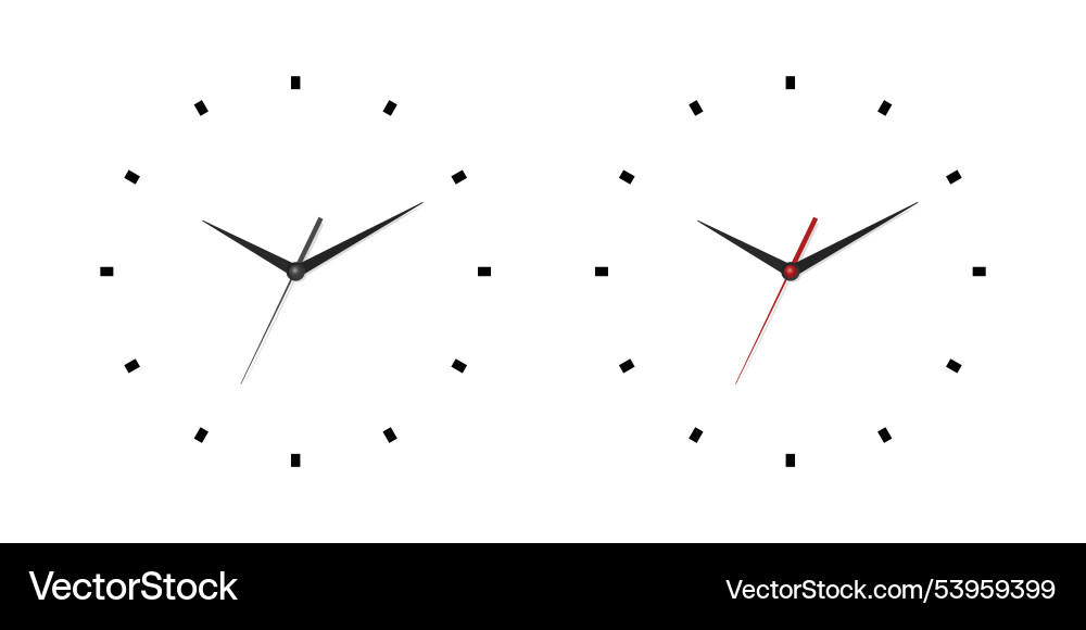 3d realistic wall office clock face set Royalty Free Vector