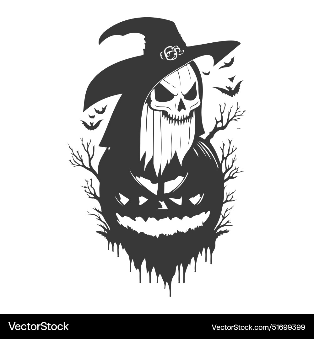 Halloween ghost reaper grey Royalty Free Vector Image