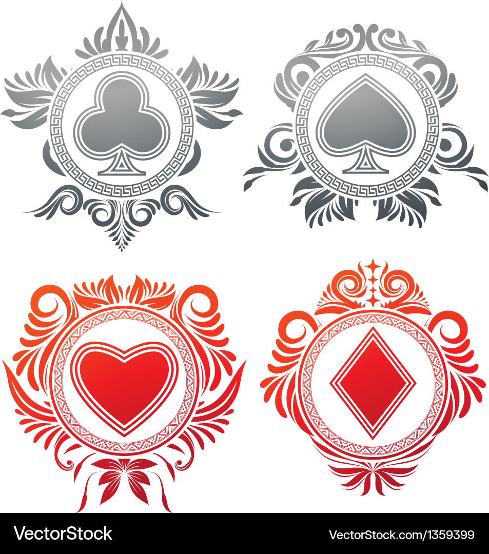 Playing card circle ornament Royalty Free Vector Image