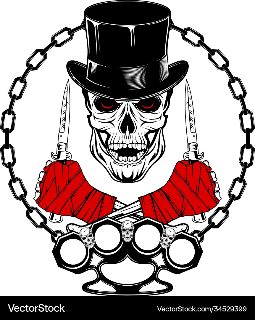 Skull Fighter Top Hat Royalty Free Vector Image