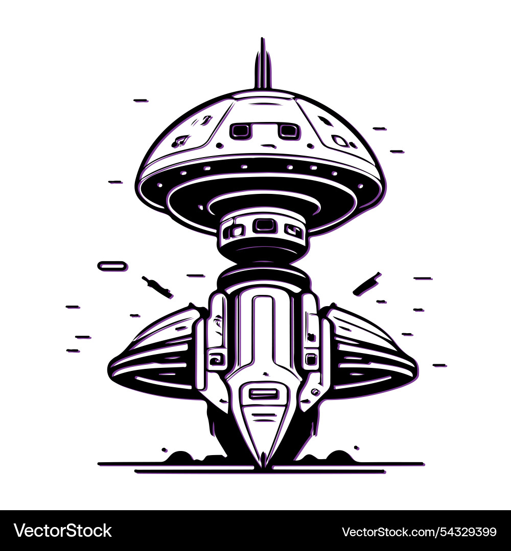 Spaceship landing futuristic spacecraft design Vector Image