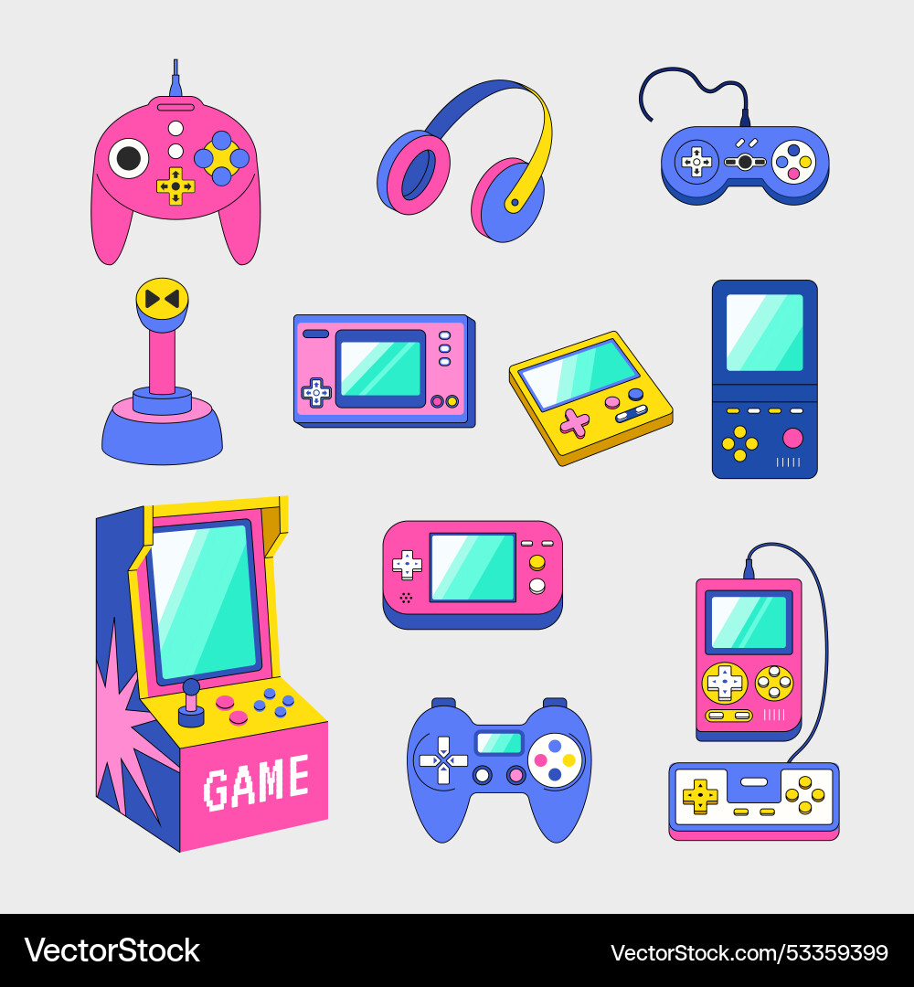 Video game gadgets gamepad consoles for nerd Vector Image