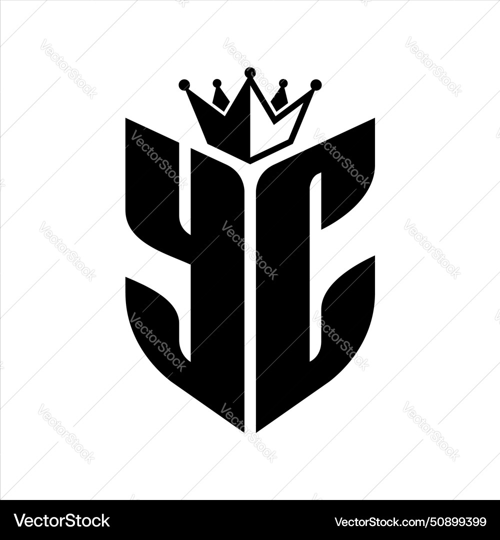Yc letter monogram with shield shape crown Vector Image