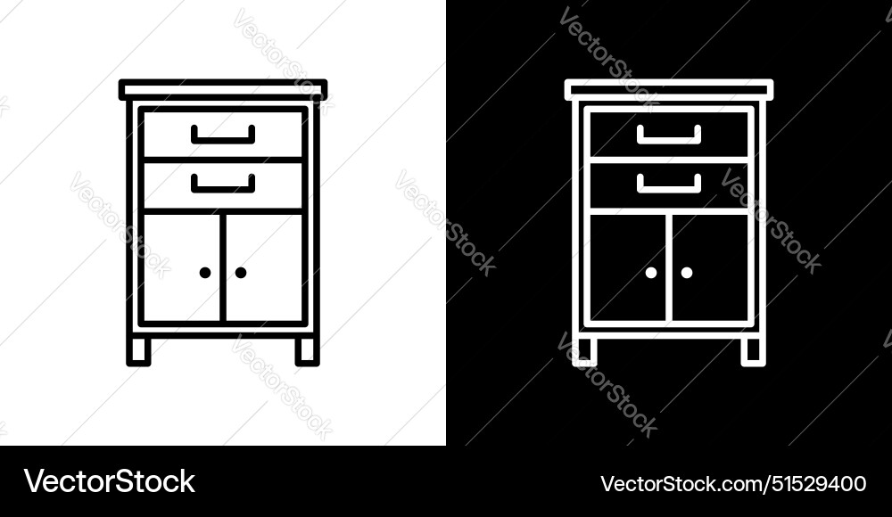 Cabinet icon set office drawer symbol storage Vector Image