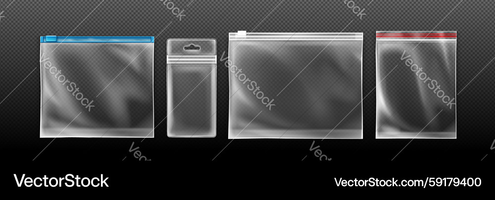 Clear zip lock bag set with transparent plastic – Royalty-Free Vector ...