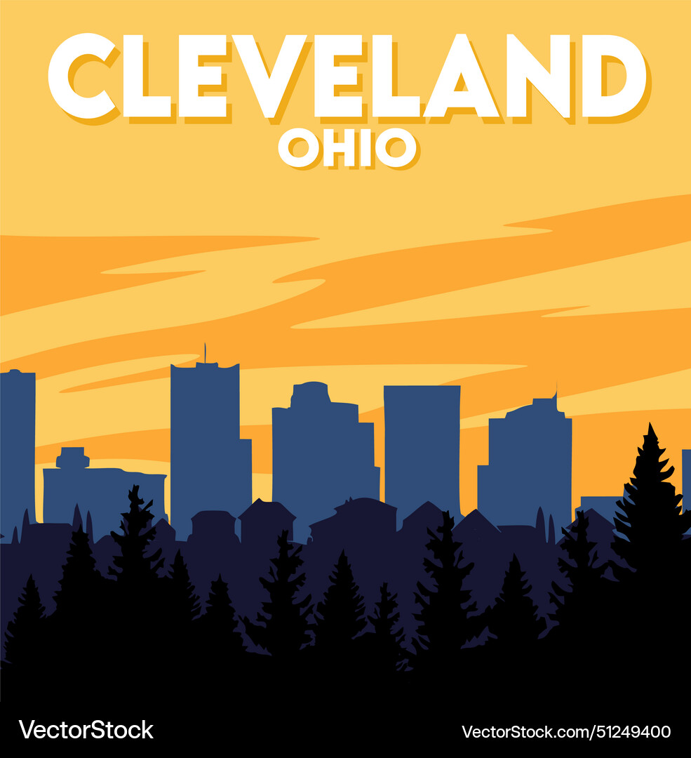 Cleveland ohio with beautiful views Royalty Free Vector