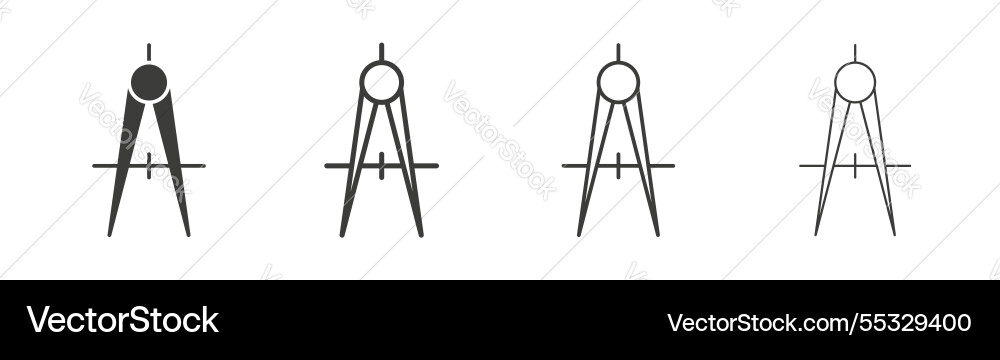 Drafting compass icons set graphic designs Vector Image
