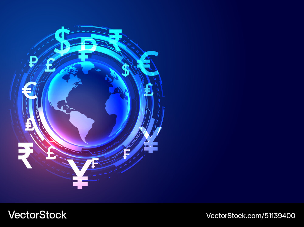 Global digital money transfer techno concept Vector Image