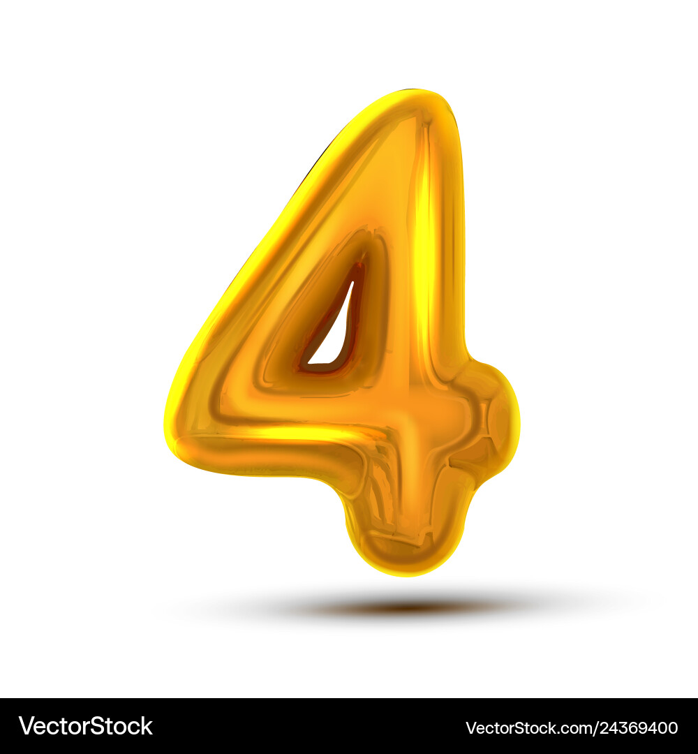 Golden Number 4 Foil Letter Royalty Free Vector Image