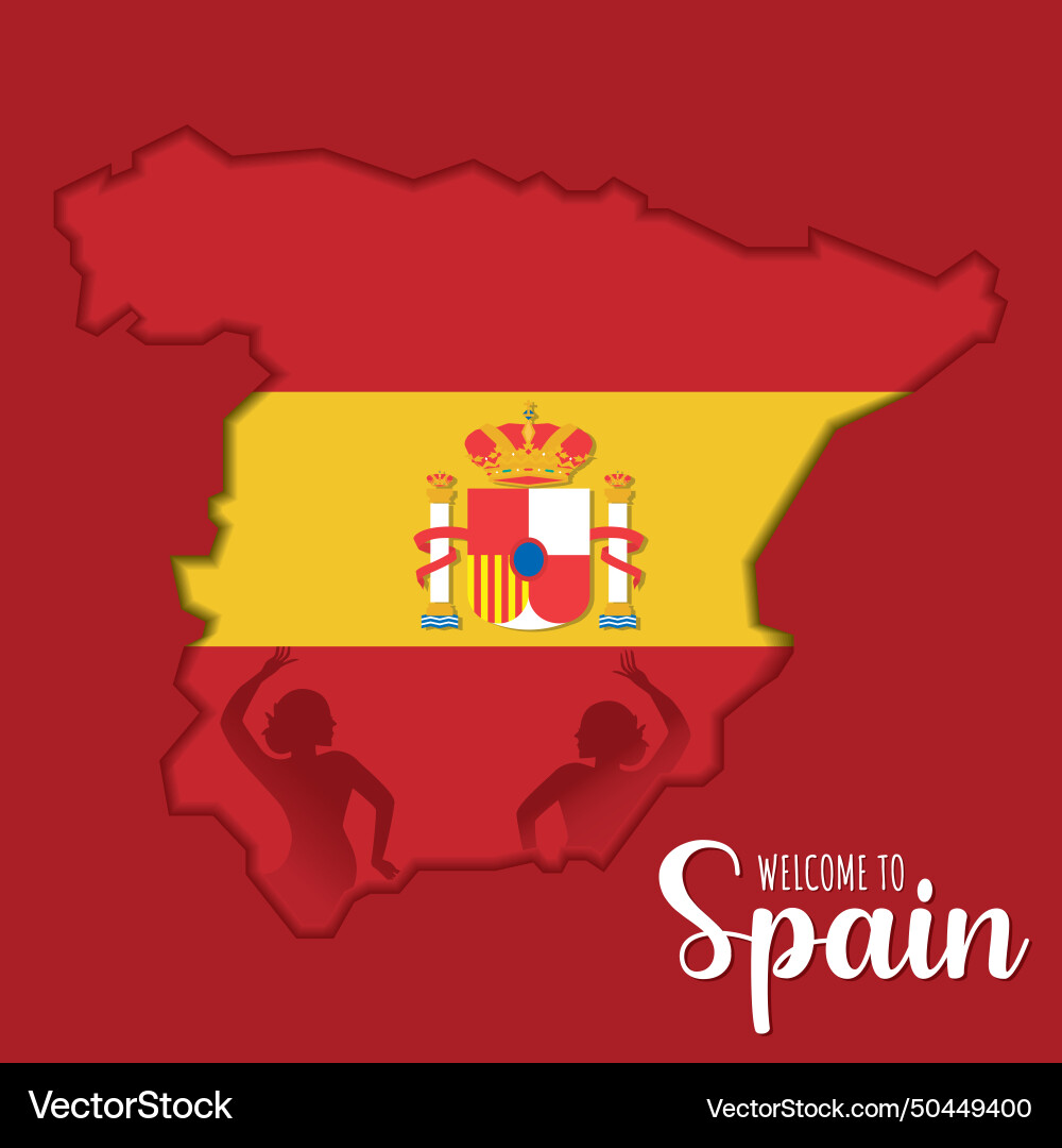 Isolated map of spain with flag Royalty Free Vector Image