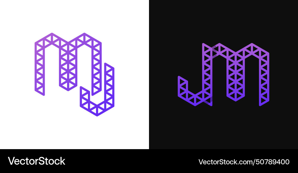 Letters jm and mj polygon logo suitable Royalty Free Vector