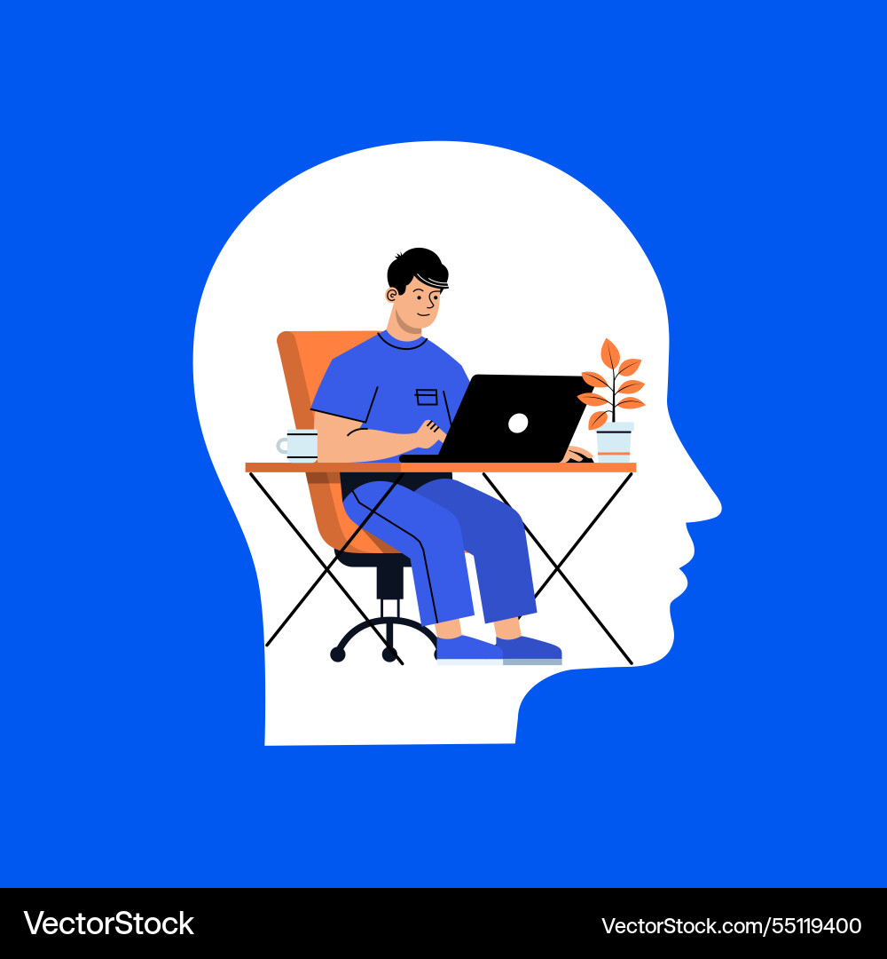 Man working on a laptop Royalty Free Vector Image