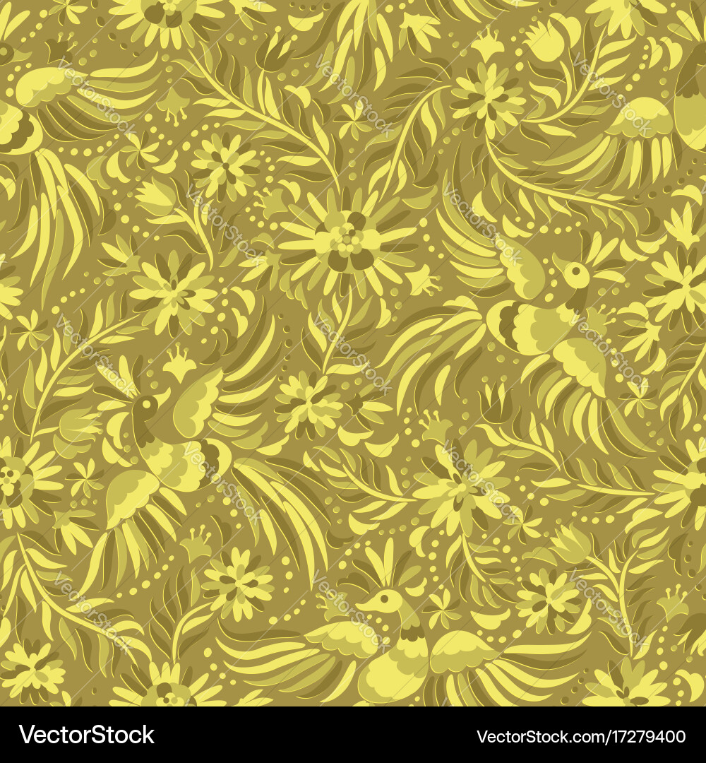 Mexican embroidery gold seamless pattern Vector Image