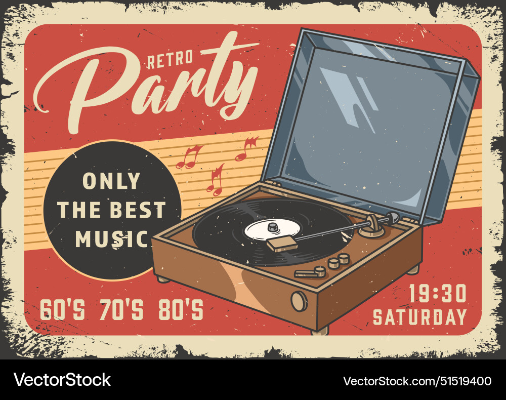 Vinyl record player colorful sticker Royalty Free Vector