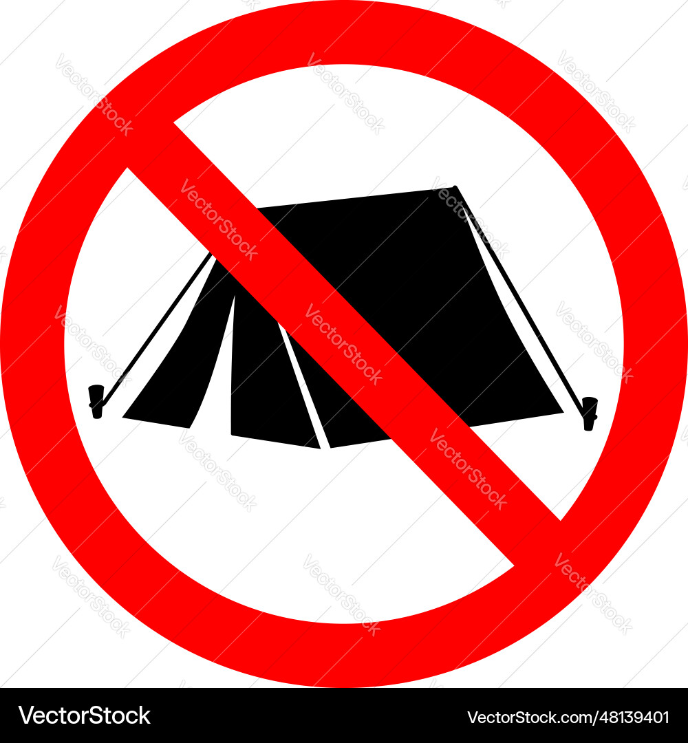 Classic no camping sign Royalty Free Vector Image