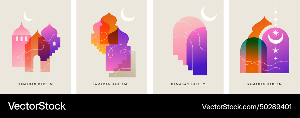 Collection of modern style ramadan mubarak Vector Image