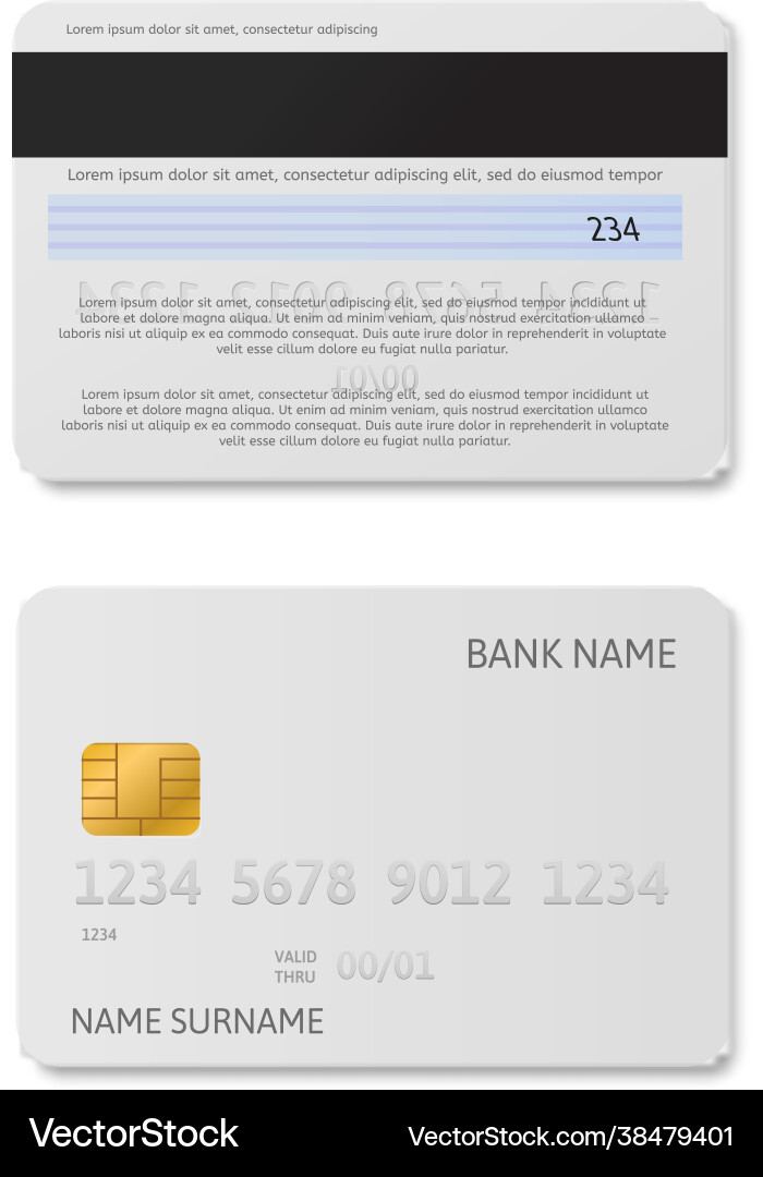 Credit card white plastic debit cards Royalty Free Vector